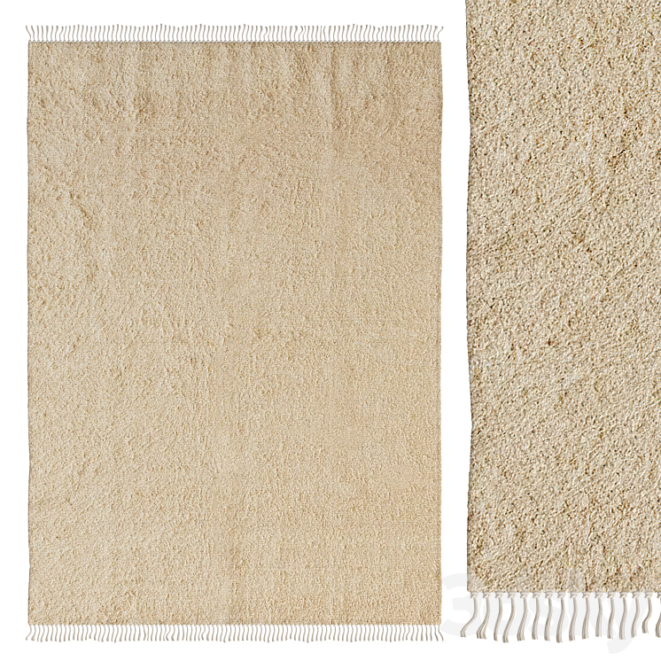 Solid Woven Shag Rag Rug - Carpets - 3D model