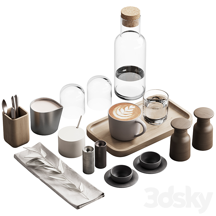510 dishes decor set 17 coffee and water kit for cafe 01 - Tableware ...
