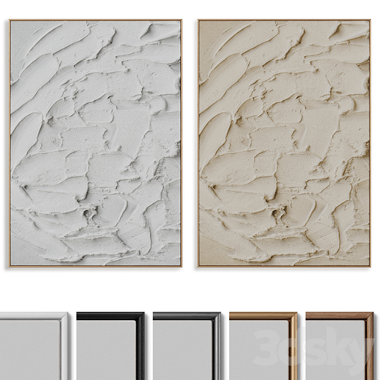 Plaster Photo Frame set 024 - Frame - 3D model