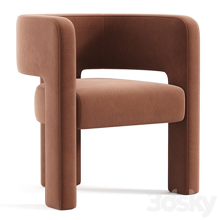 Sculpt Velvet Accent Chair - Arm chair - 3D model