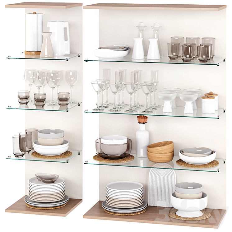 Dishes for kitchen displays and cabinets - Tableware - 3D model