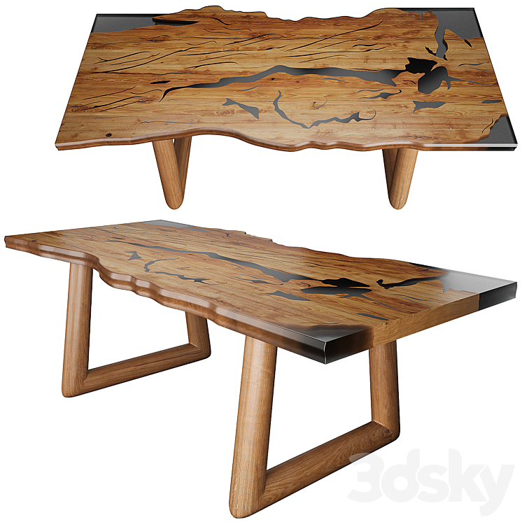 Dining table made of wood slab "Charisma" - Table - 3D model