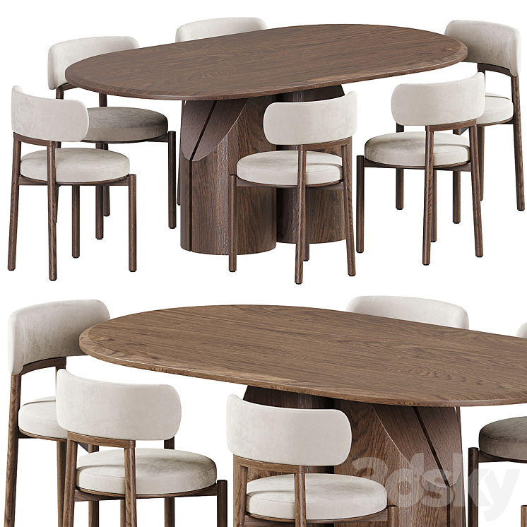 Dining Set 258 - Table + Chair - 3D model