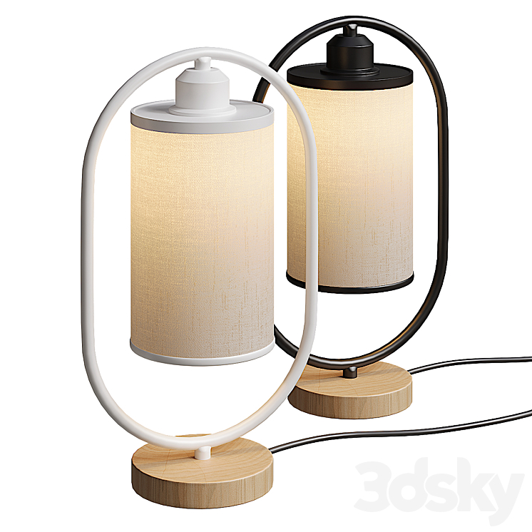 Column Plug In Nightstand Lighting Modern Fabric - Table lamp - 3D model