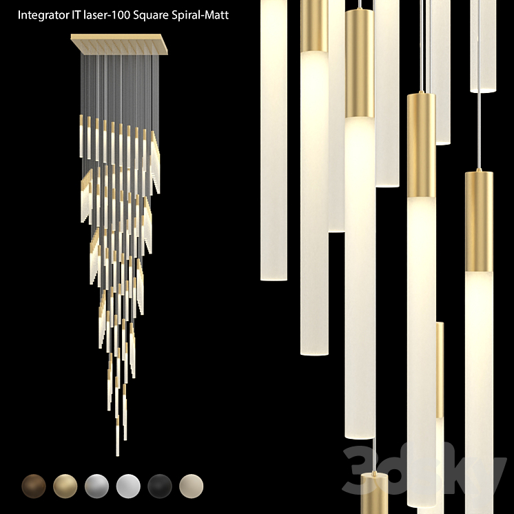 Long chandelier on a square base IT-Laser-Square-Spiral-Matt-100 ...