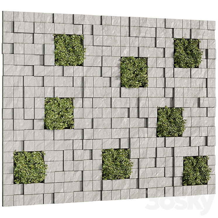Wall with plant 07 - Fitowall - 3D model