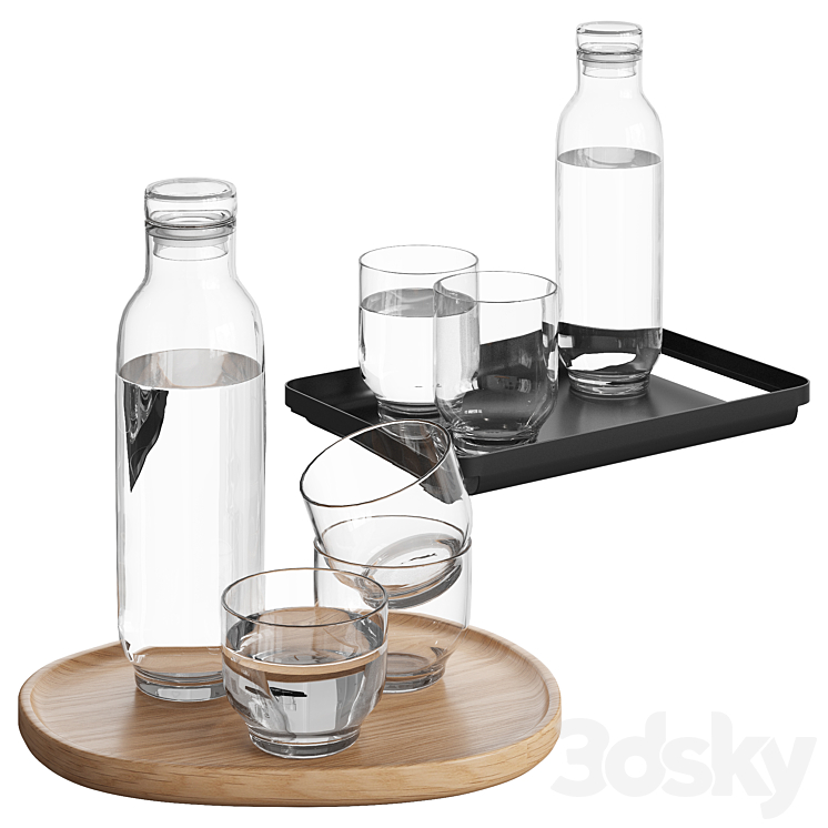 Bolia Glasses and Tray Set - Tableware - 3D model