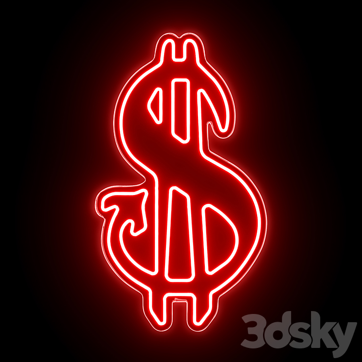 Dollar Neon Sign - Neon - 3D model
