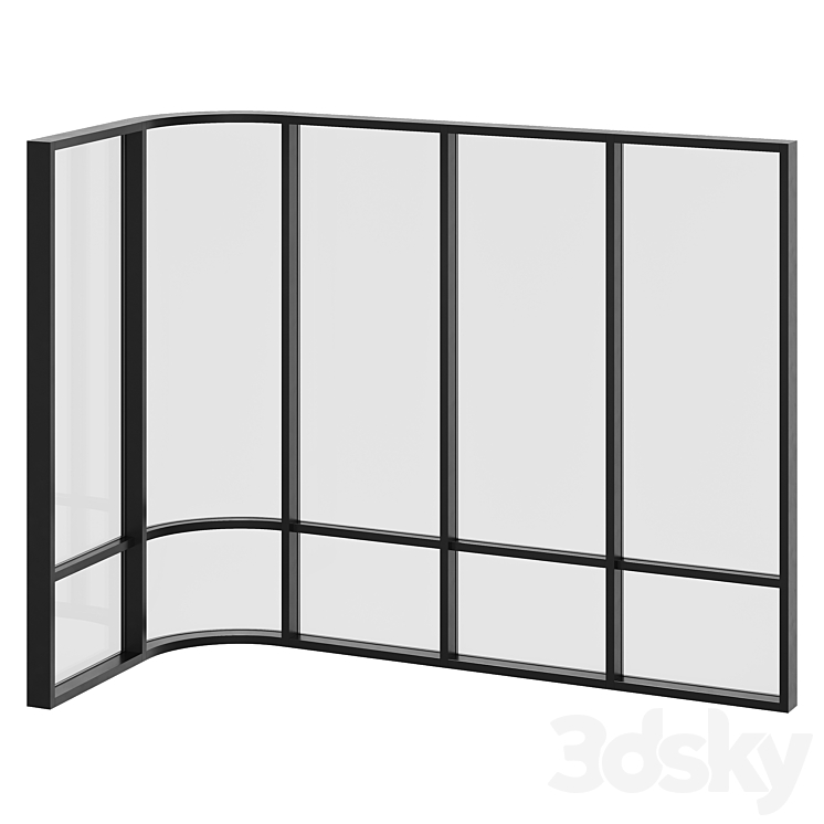 Aluminum profile glazing with radius element 2 - Windows - 3D model