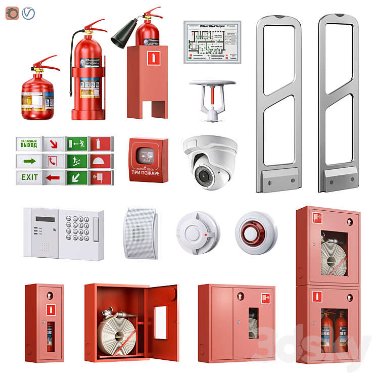 Security and fire alarm set 3 - Miscellaneous - 3D model