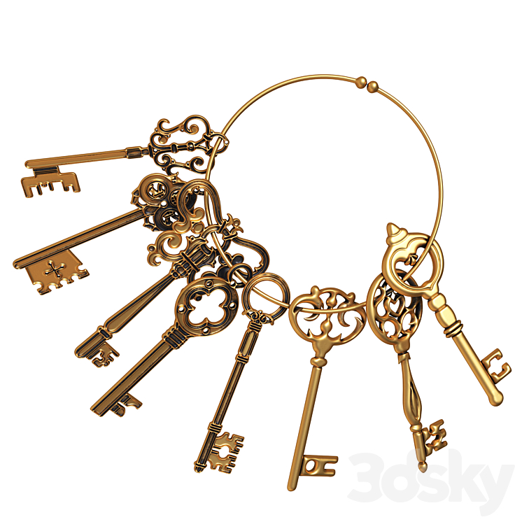 Vintage key ring 03 - Other decorative objects - 3D model