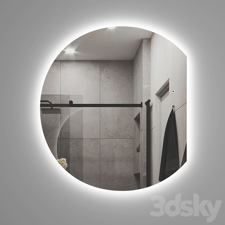Illuminated Mirror Omega Glass Eclipse 97X110 - Mirror - 3D model