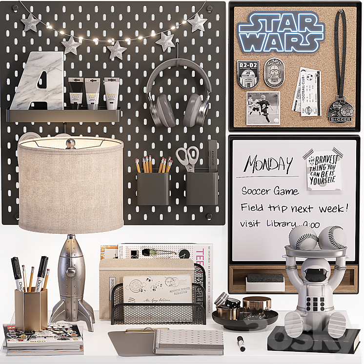 M Study Desk Decor and Pinboard For Teenager and Kids 03 - Office ...