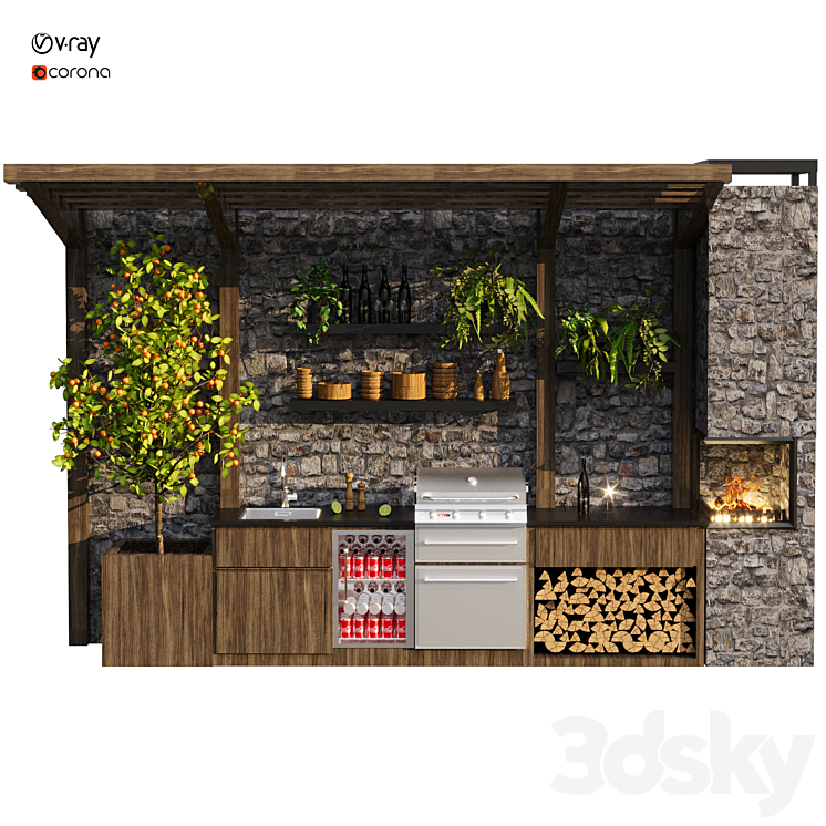 outdoor kitchen 79 - Barbecue and grill - 3D model