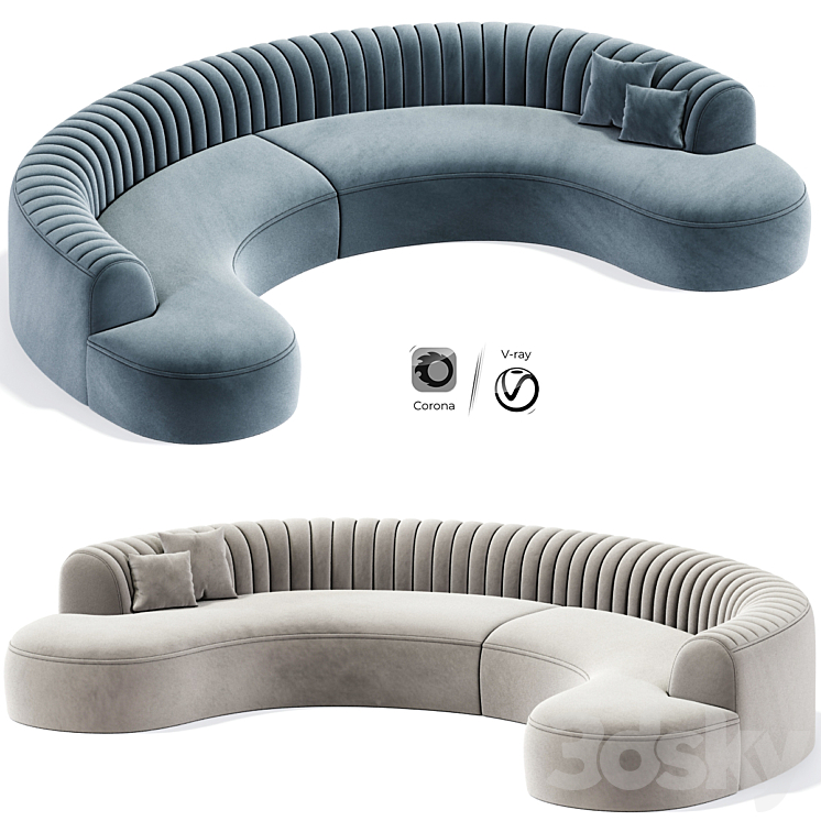 Chubby Sectional Long Curved Strip Sofa - Sofa - 3D model