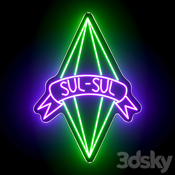 Sims Plumbob Sul Sul Neon Sign - Neon - 3D model