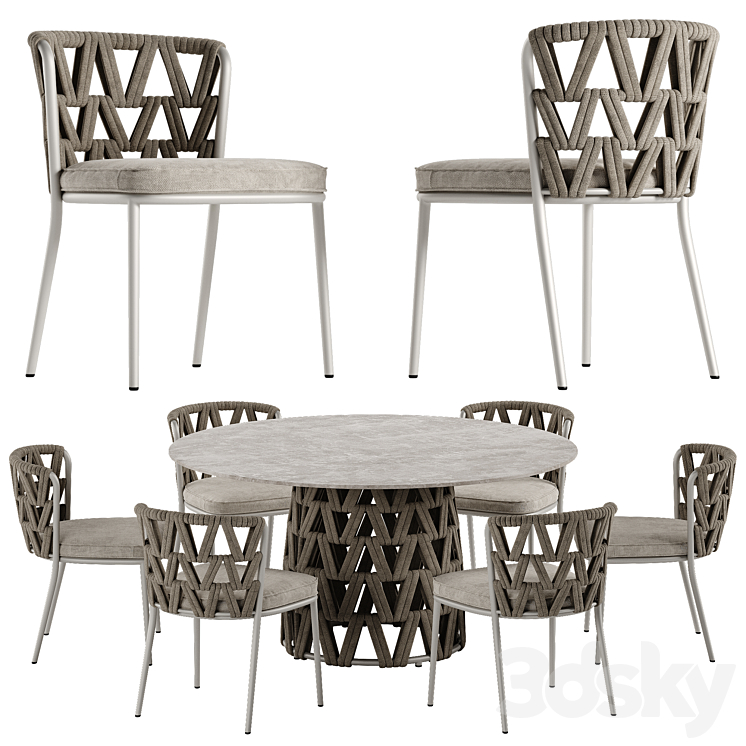 Talenti Swipe dining set 2 - Table + Chair - 3D model