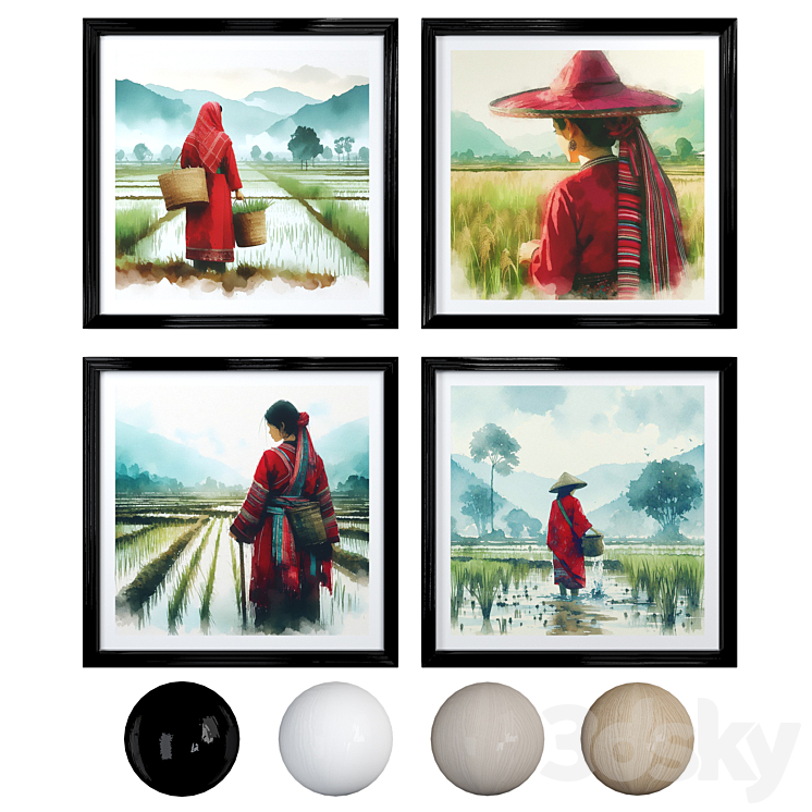 Watercolor painting frames N01 - Frame - 3D model