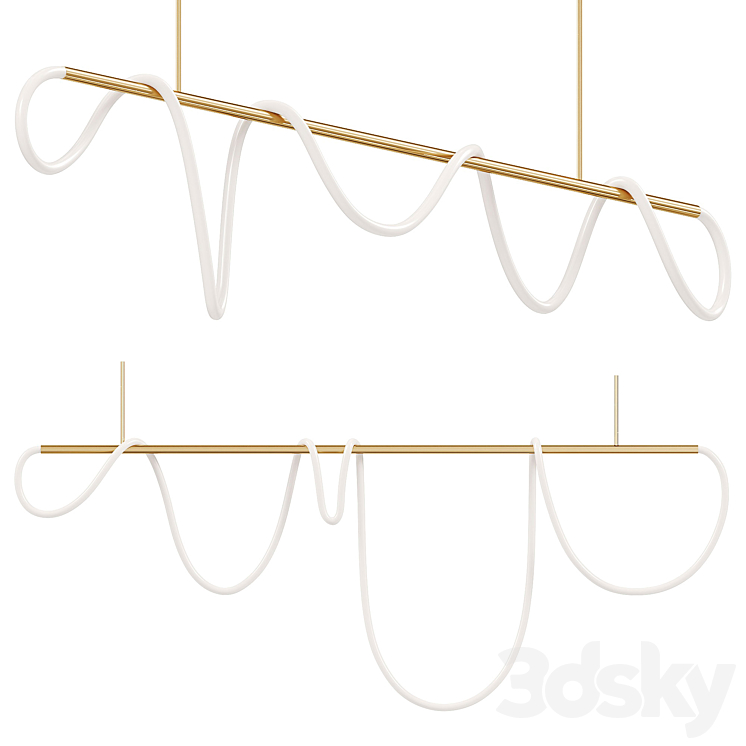 Flexible Linear Curve Chandelier - Pendant light - 3D model