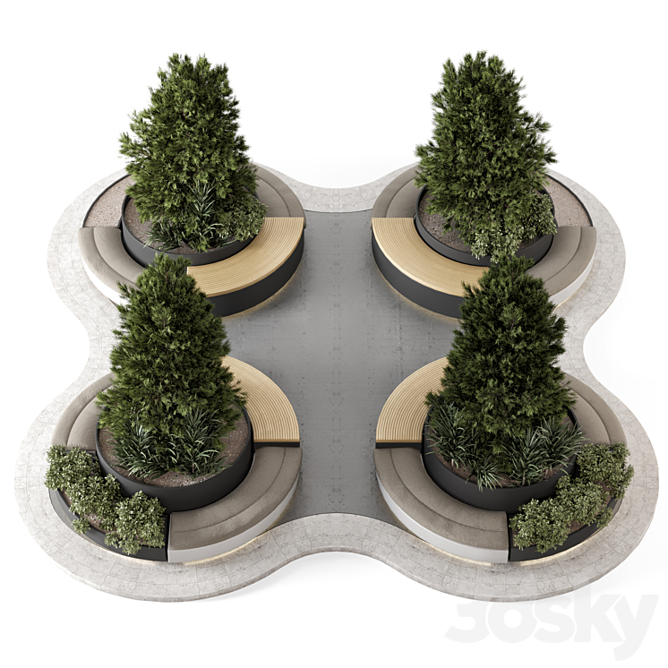 Town Urban Outdoor Element Pine Set 2407 - Urban environment - 3D model