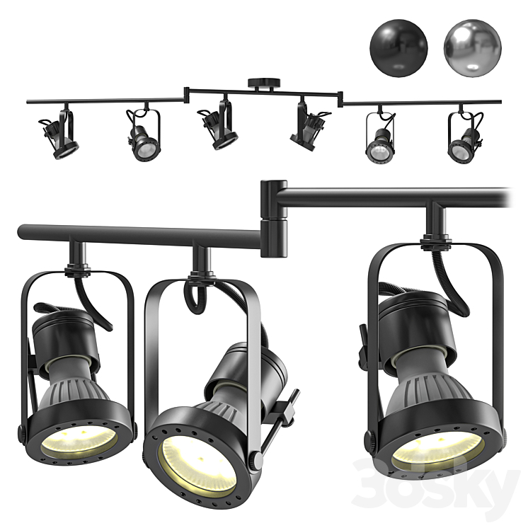 Rotating spot Inspire Technic 6 lamps - Technical lighting - 3D model