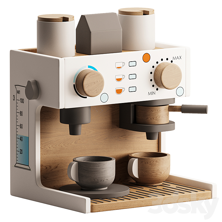 Coffee & Tea Machine in Wood - Toy - 3D model