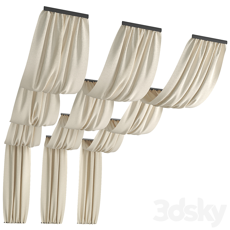 Ceiling Drape Curtain Panels vol 01 - Curtain - 3D model