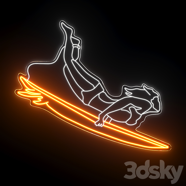 Surfer Neon Sign - Neon - 3D model