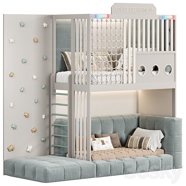Designer two-level bed Kids room - Bed - 3D model