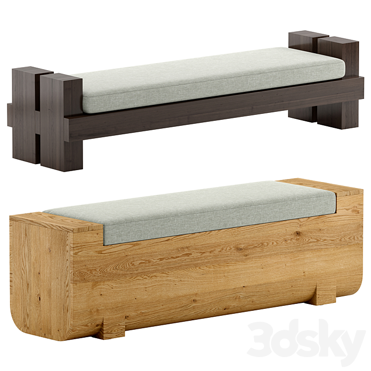 Heavy and Ward wood accent bench - Other soft seating - 3D model