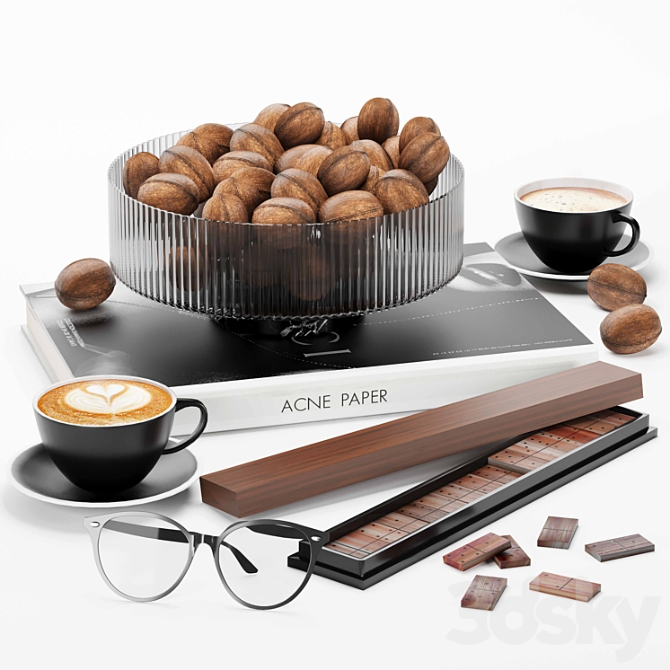 walnut decoration set - Decorative set - 3D model