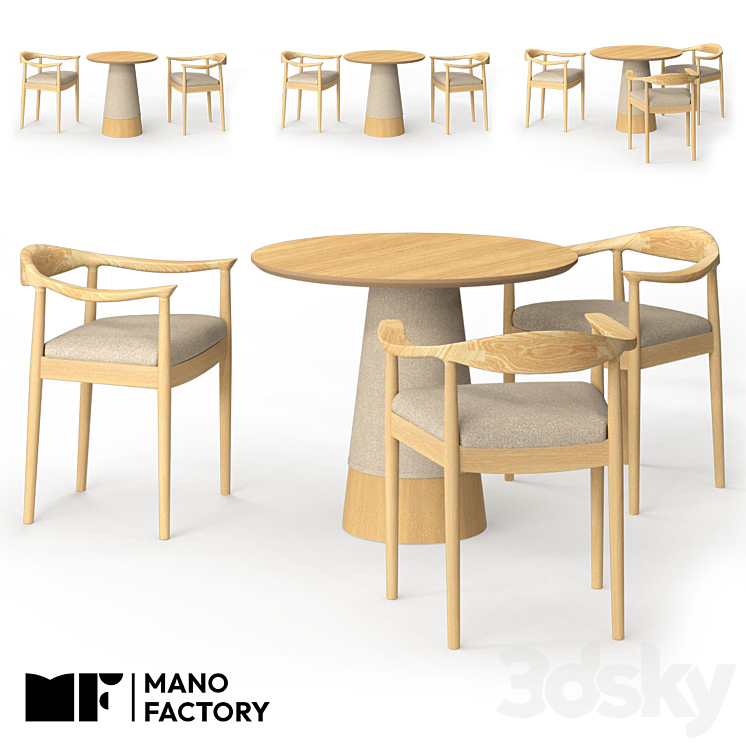 (OM)Dining group VOLAN FABRIC+HUG from MANO FACTORY - Table + Chair ...