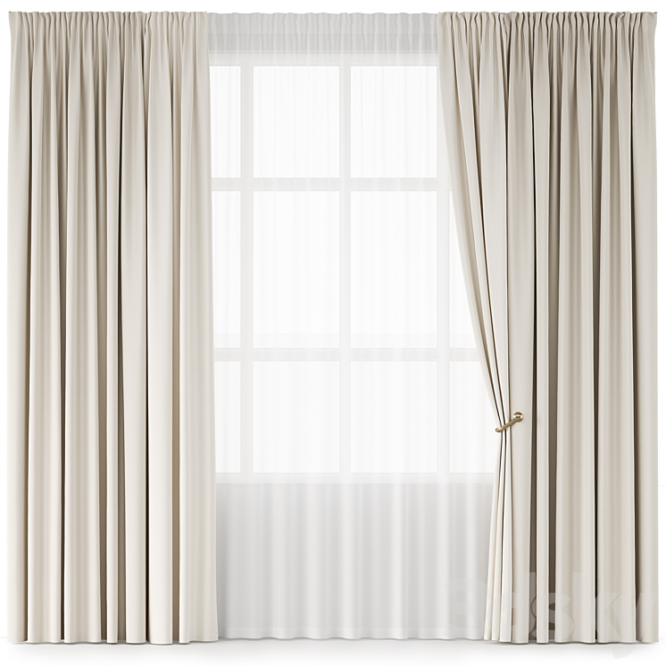 light two-color curtains - Curtain - 3D model