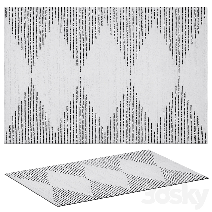 Diamond Pinstripes Washable Rug - Carpets - 3D model