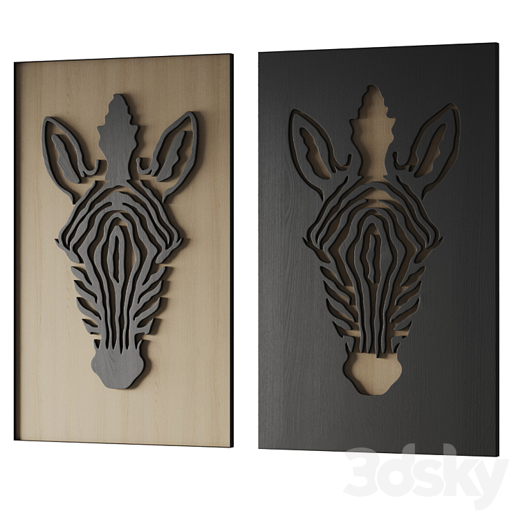 Wall decor art Zebra - Frame - 3D model