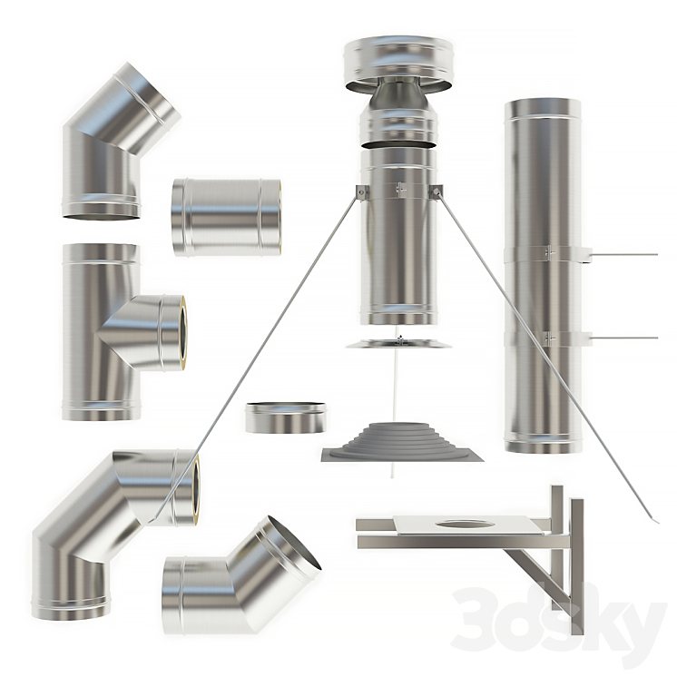 Sandwich chimney - Facade element - 3D model