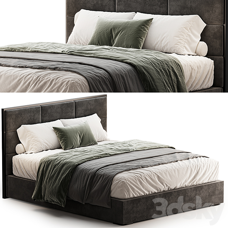 Modern Solid Comfortable Bed - Bed - 3D model