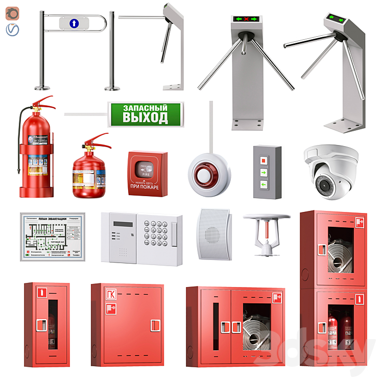 Security and fire alarm set 5 - Miscellaneous - 3D model