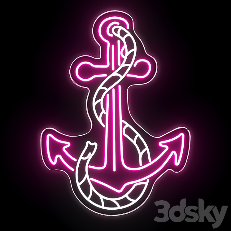 Ship Anchor Neon Sign - Neon - 3D model