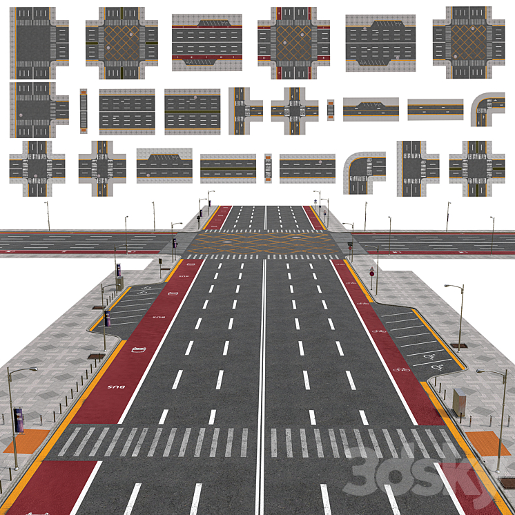 Road 02 - Urban environment - 3D model