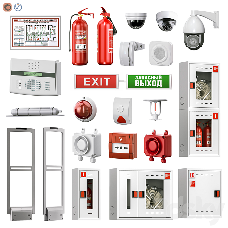 Fire and security alarm set 6 - Miscellaneous - 3D model