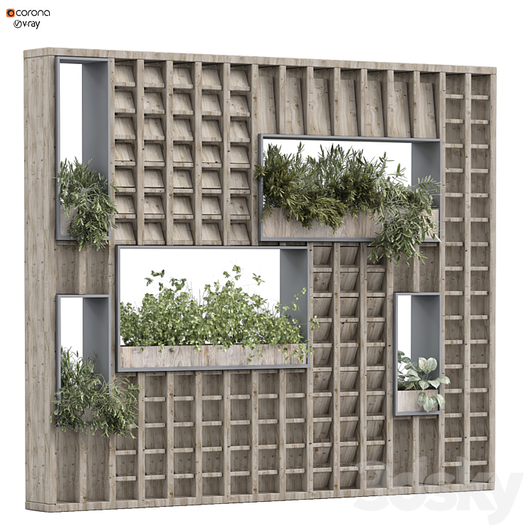 shelf and vertical plant box set 349 - Indoor - 3D model