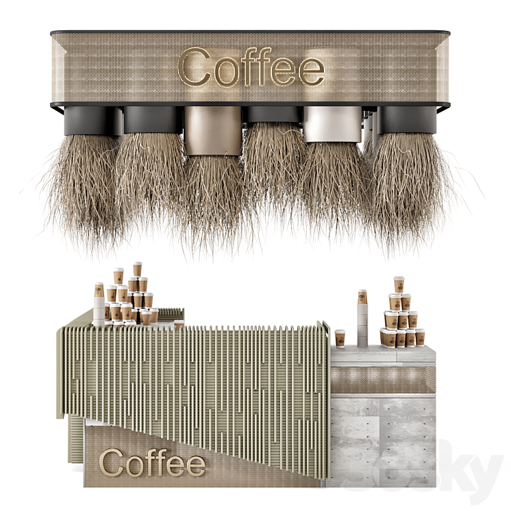 Coffee Reception Desk Boho Restaurant 2504 - Restaurant - 3D model