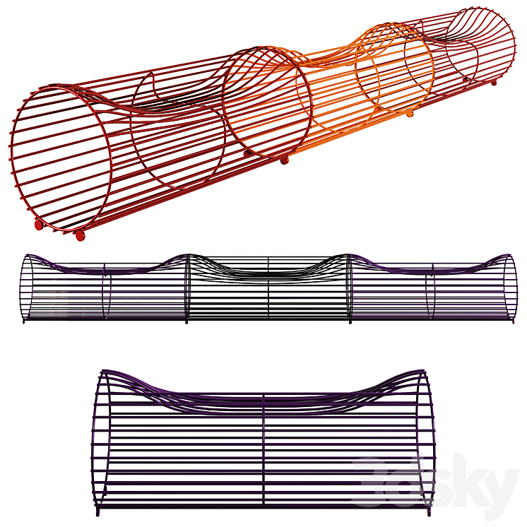 Soller outdoor bench SOP 01 - Urban environment - 3D model