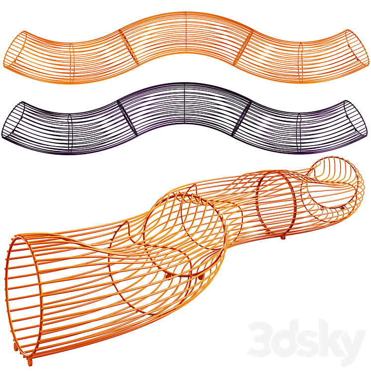 Soller outdoor bench SOP 08 - Urban environment - 3D model