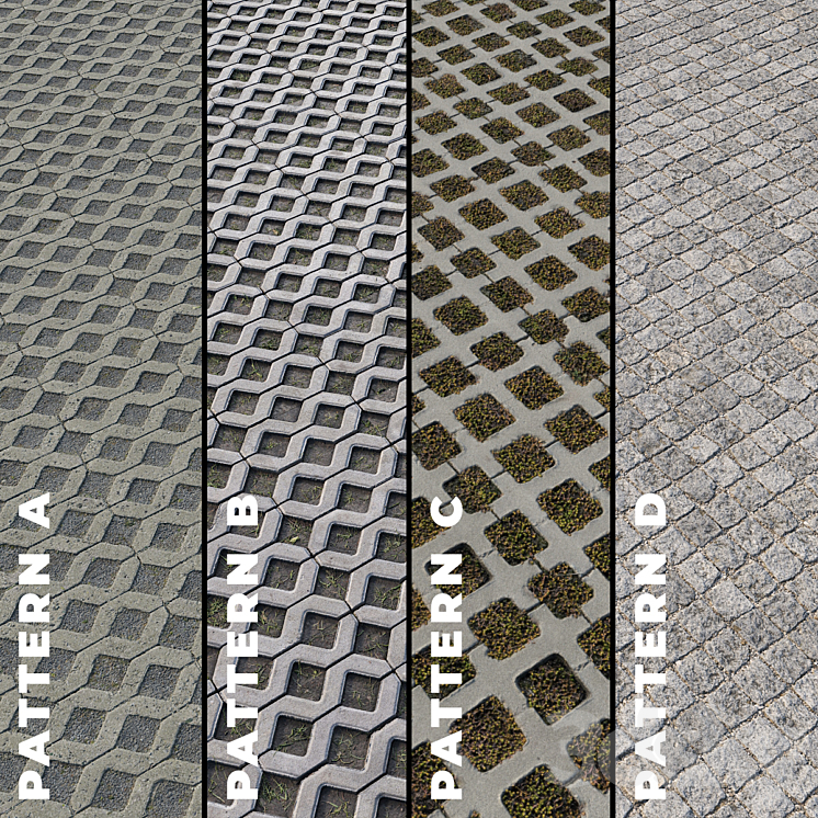Set of four parking grate textures - Stone - 3D model