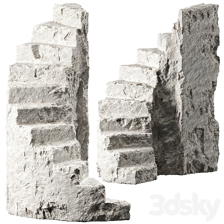 Old staircase made of stone2 - Staircase - 3D model