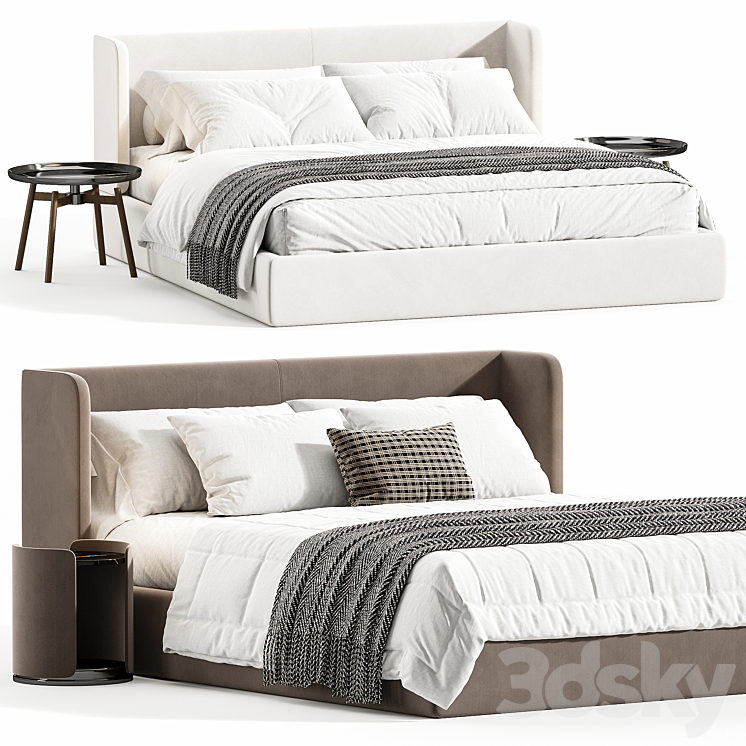 Double bed Simple - Bed - 3D model