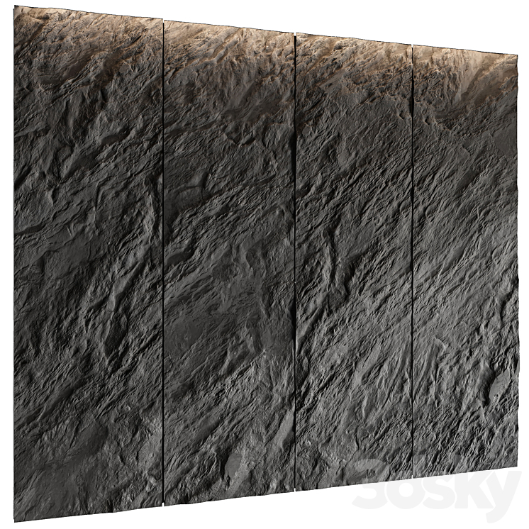 Rock Wall Set 01 - 3D panel - 3D model