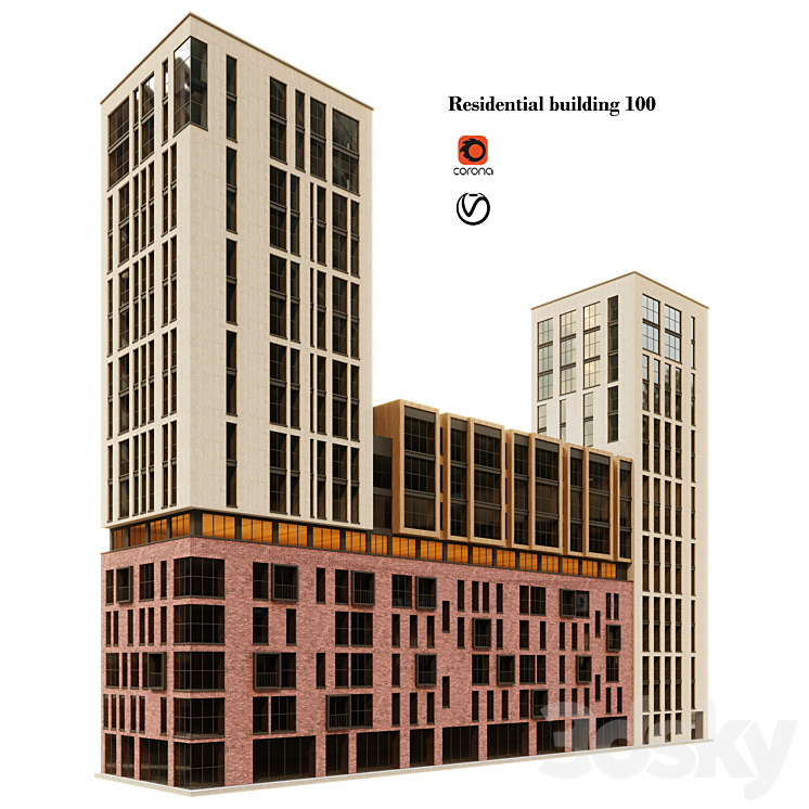 Residential building 100 - Building - 3D model